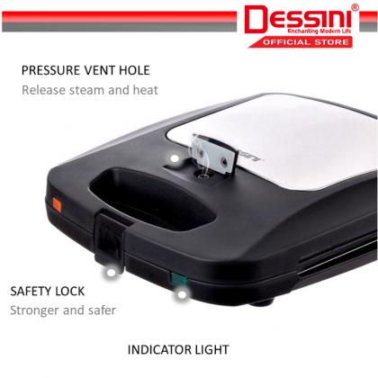 DESSINI ITALY 180° Open Double Sided Electric Pizza Panini Waffle Sandwich Maker Toaster BBQ ...