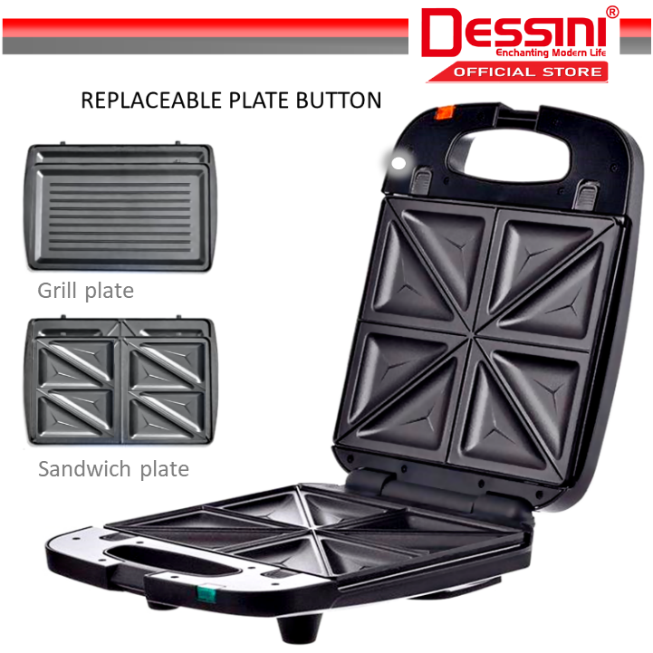 DESSINI ITALY 180° Open Double Sided Electric Pizza Panini Waffle ...