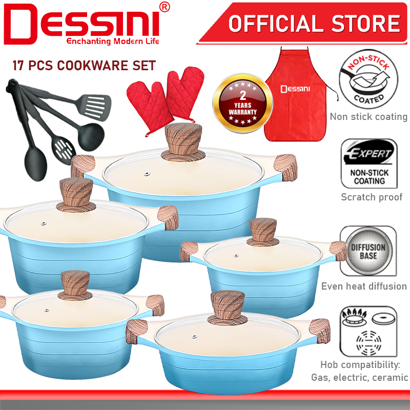 DESSINI ITALY Granite Aluminium Non Stick Casserole Pot Bowl Deep Fry ...