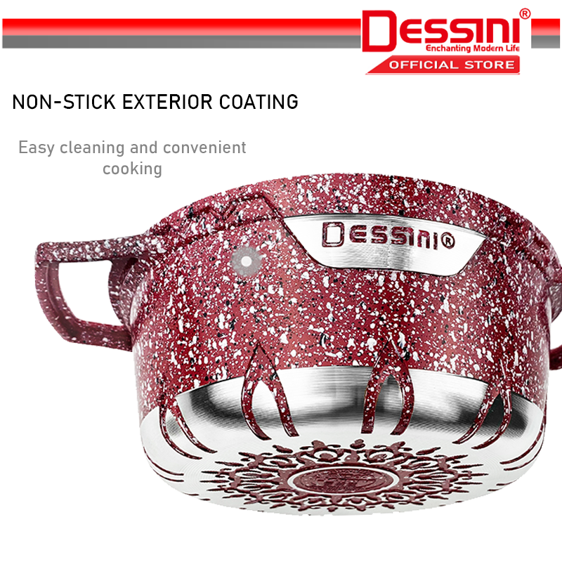 DESSINI ITALY Granite Aluminium Non Stick Casserole Pot Bowl Deep Fry ...