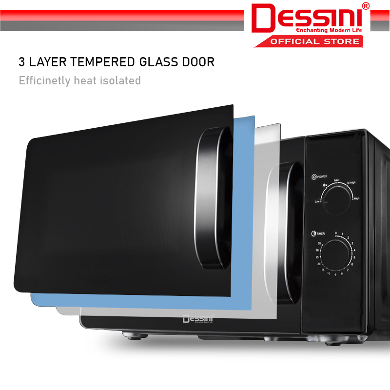 DESSINI ITALY 25L Countertop Microwave Oven 5 Power Level Timer Defrost ...
