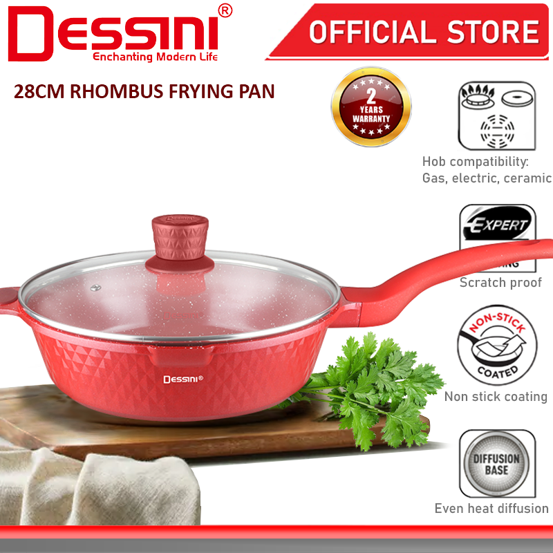 DESSINI ITALY 28CM Rhombus Frying Pan Die Cast Aluminium Non Stick Pot ...