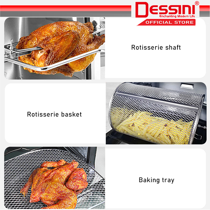 DESSINI ITALY 14L Electric Rotisserie Oven Convection Hot Air Fryer ...