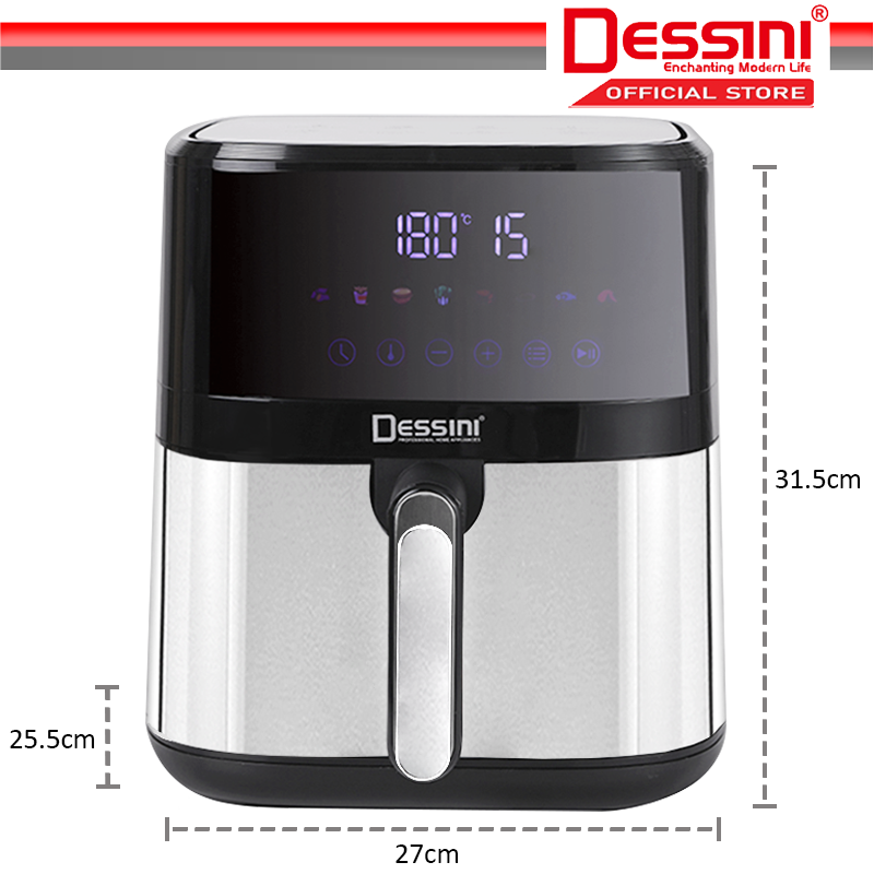DESSINI ITALY 7L Electric Air Fryer Convection Oven Toaster Timer Oil ...