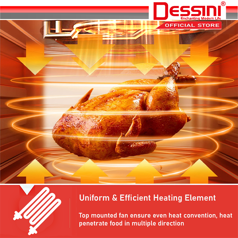DESSINI ITALY 7L Electric Air Fryer Convection Oven Toaster Timer Oil Free Roaster Breakfast ...