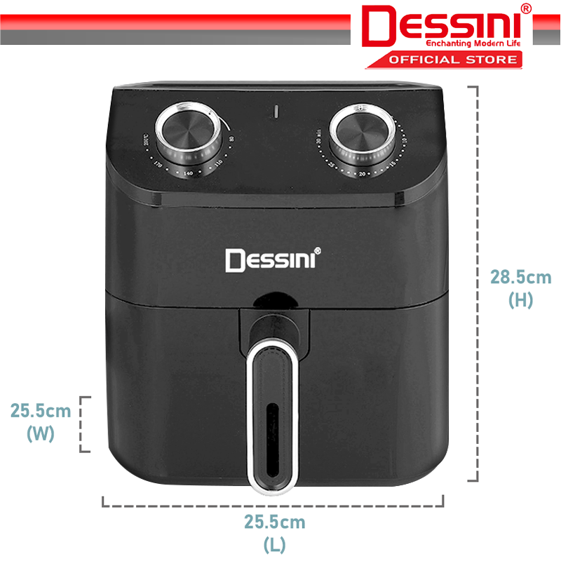 DESSINI ITALY 5.2L Electric Air Fryer Convection Oven Toaster Timer Oil ...