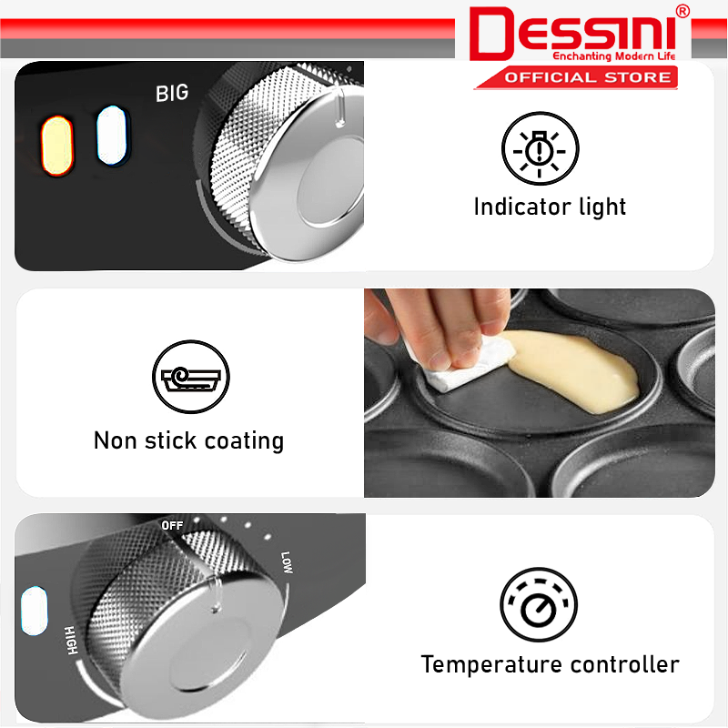 DESSINI ITALY 7 Holes Electric Pancake Crepe Maker Burger Toaster ...