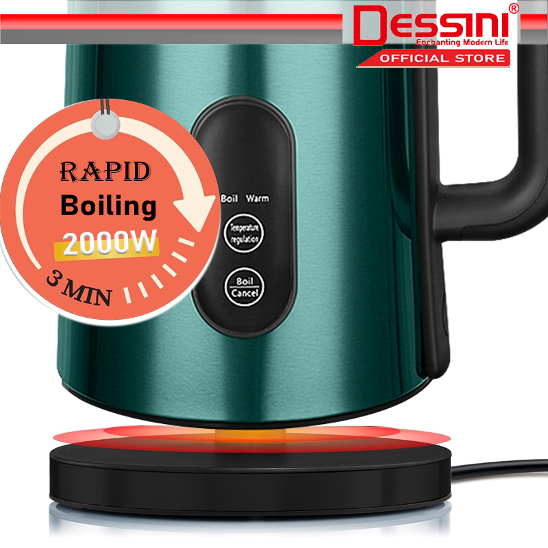 DESSINI ITALY 3.0L Stainless Steel Electric Kettle Automatic Cut Off ...