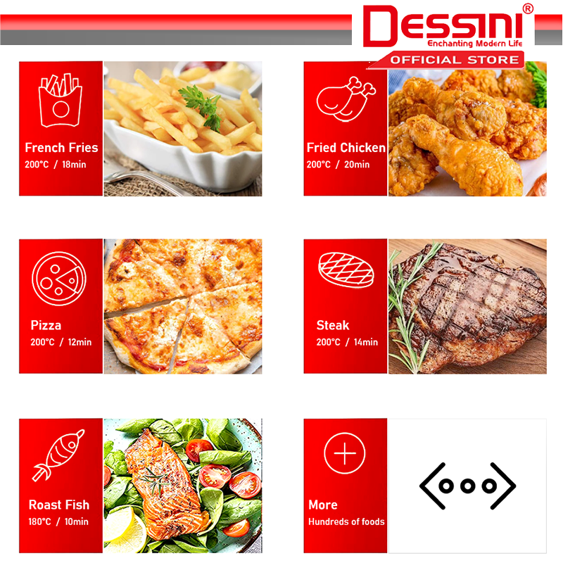DESSINI ITALY 12.8L Electric Air Fryer Convection Oven Toaster Timer ...