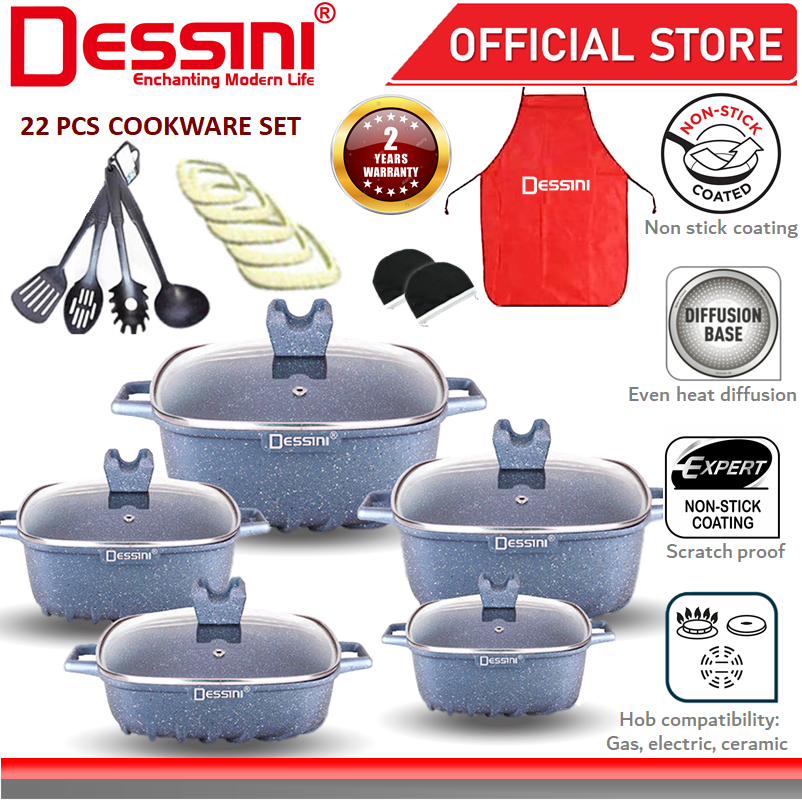 DESSINI ITALY Galaxy Granite Aluminium Non Stick Casserole Pot Bowl ...