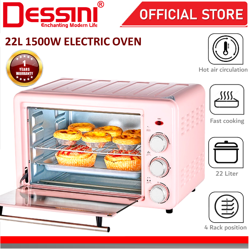 DESSINI ITALY Electric Oven Convection Hot Air Fryer Toaster Timer Oil ...