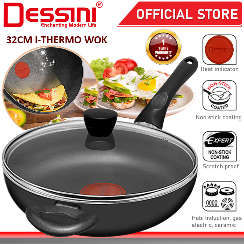 DESSINI ITALY 32CM I-Thermo Heat Indicator Frying Pan Induction Non ...